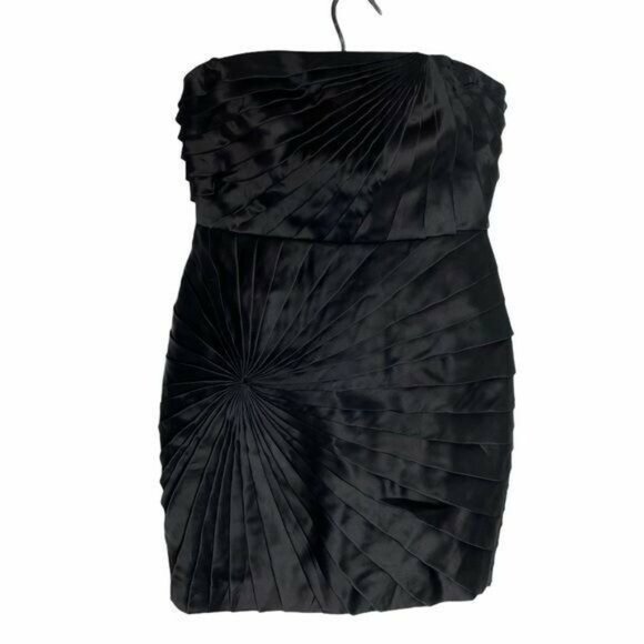 J. Crew | Dresses | J Crew Fitted Black Sunburst Silk Strapless Lined ...